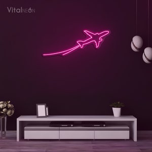Airplane Take off Led Neon Sign, Aviation Decor, Wall Hanging, Room ...