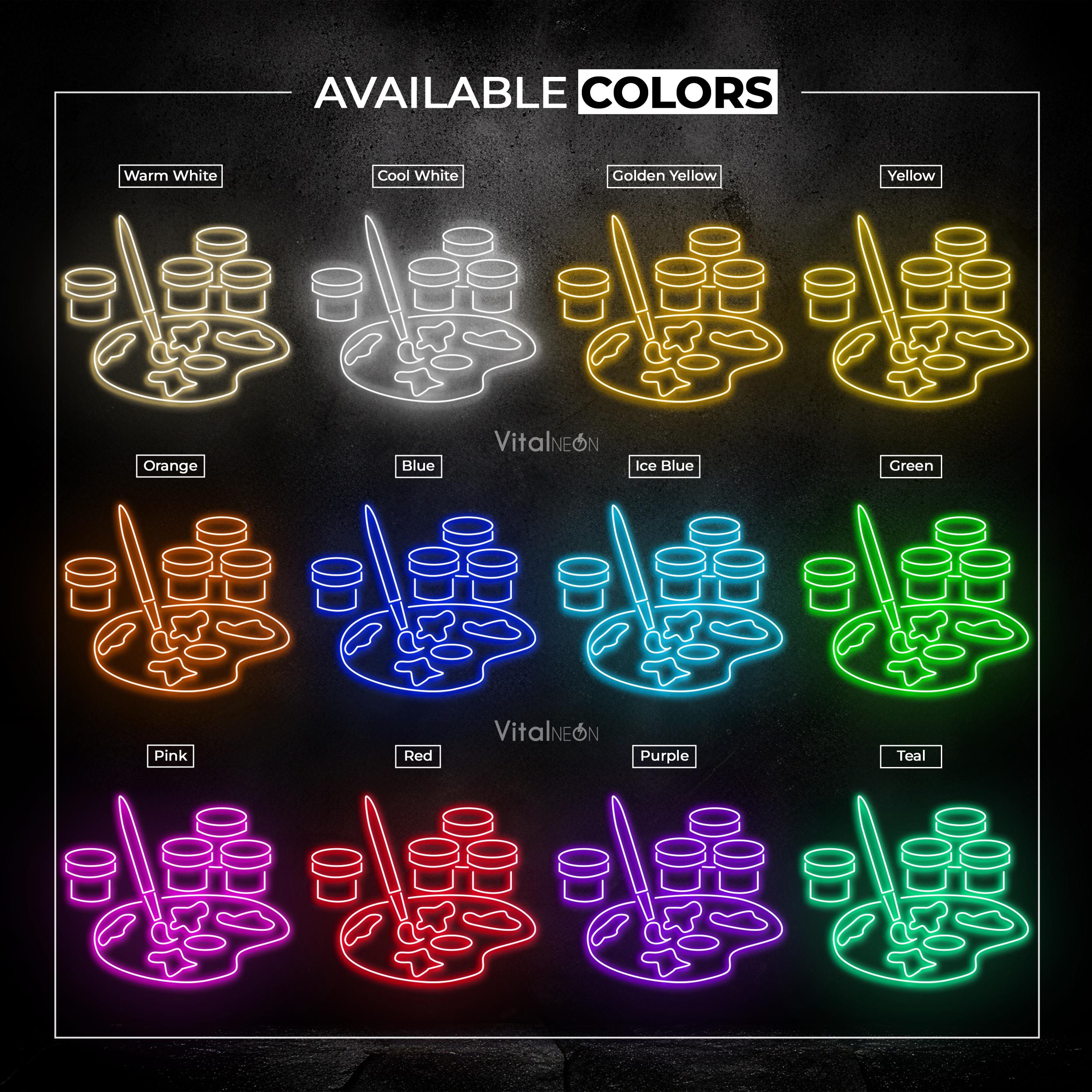 Paint Palette LED Light, Art Wall Decor, Painter Room Sign, Gallery ...