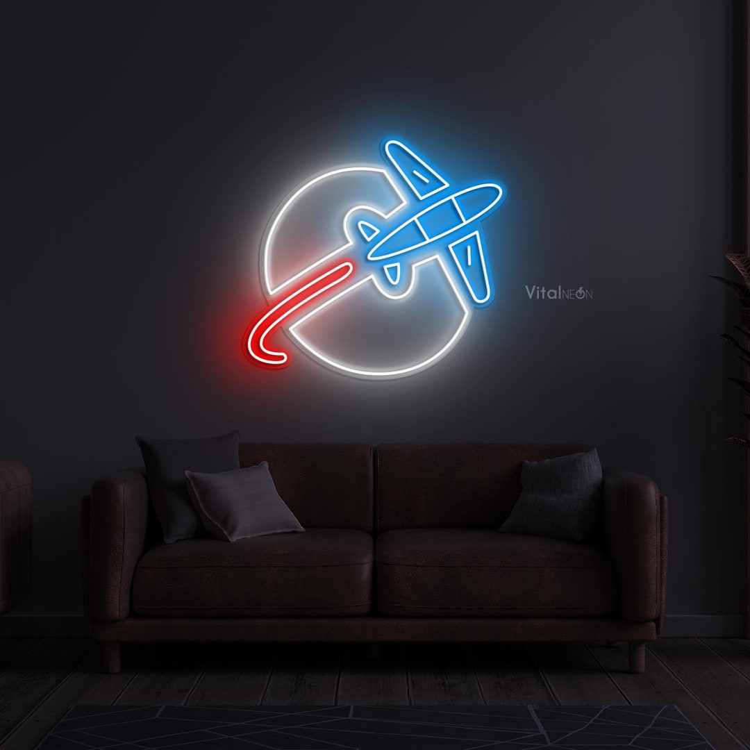 Flying Plane Neon Sign, Flying Plane LED Light, Airplane LED Neon Art ...