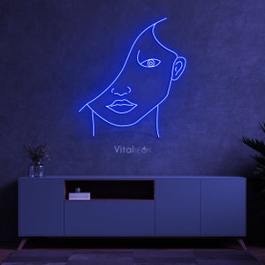 Abstract Face Neon Sign, Bar & Salon Decor, Face Wall Art, Face Wall ...