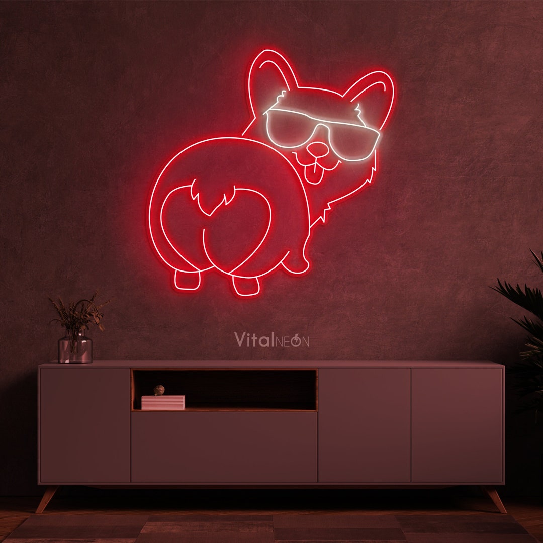 Cute Corgi Butt Neon Sign, Dog Neon Light for Wall Decor, Pet Shop Art ...