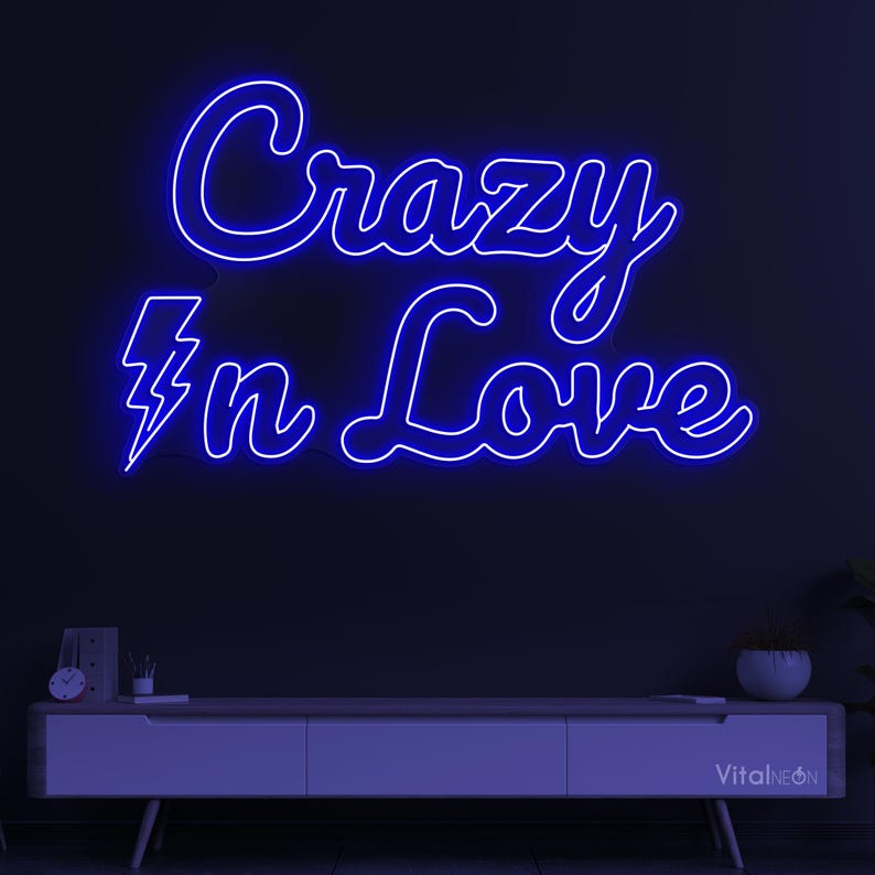 Crazy in Love Neon Sign Couple Room Wall Art Lightning Bolt Wedding ...