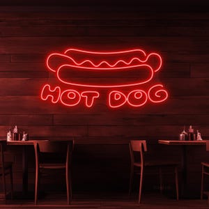 Hot Dog Neon Sign LED Light: Diner, Kitchen, Bar Wall Art - Etsy