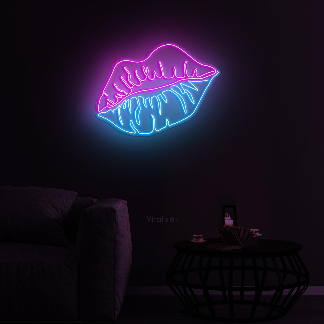 Lips Neon Sign, Romantic Lips LED Light, Lips LED Neon Art, Lips Neon ...