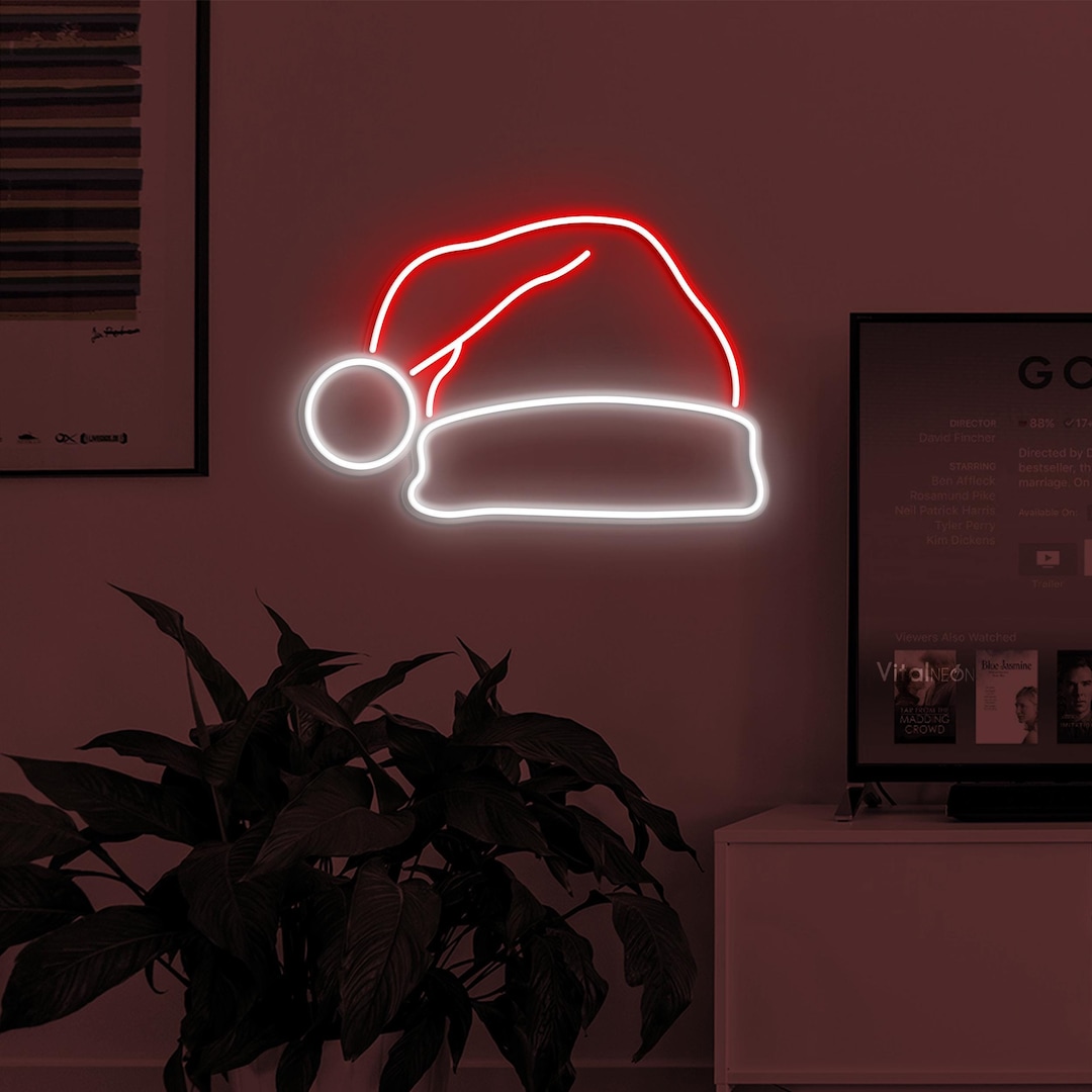 Santa Hat Neon Sign, Santa Hat LED Light, Christmas Wall Decor, Custom ...