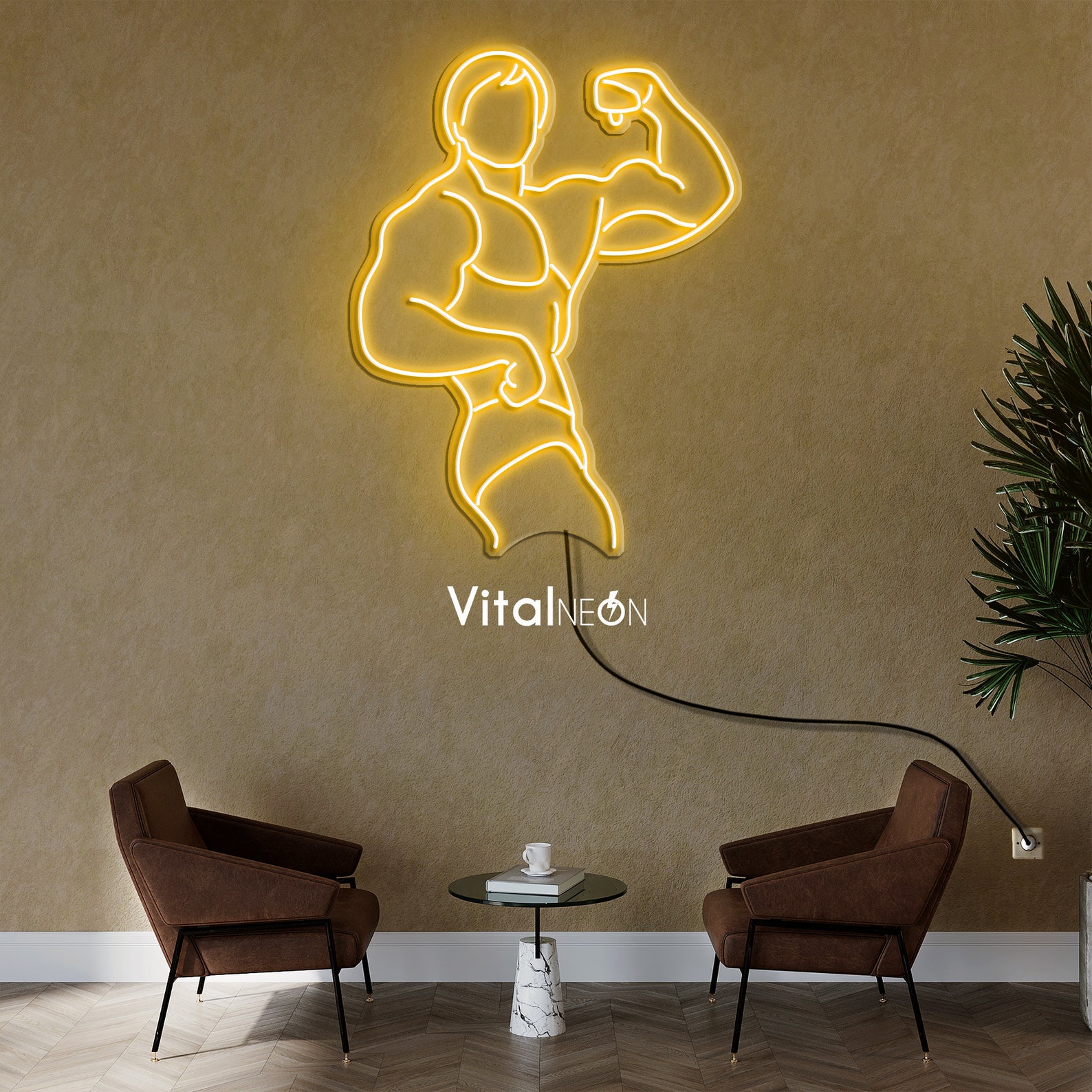 Arm Muscles Neon Sign, Man With Muscles LED Light, Gym Fitness Decor ...