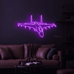 Jet Fighter Neon Sign, Jet Fighter LED Light, Jet Plane LED Neon Art ...