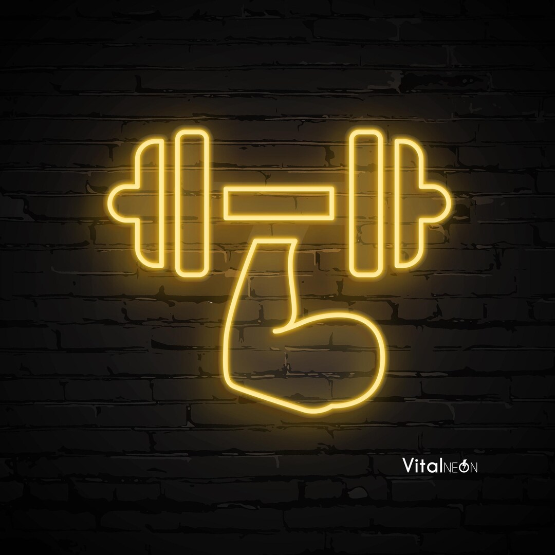 Gym Dumbbell Neon Sign, Dumbbell LED Light, Gym Dumbbell LED Art, Body ...