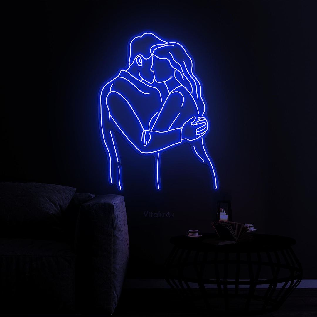 Couple Hug Neon Sign, Couple Hug LED Light, Kissing Couple LED Neon Art ...