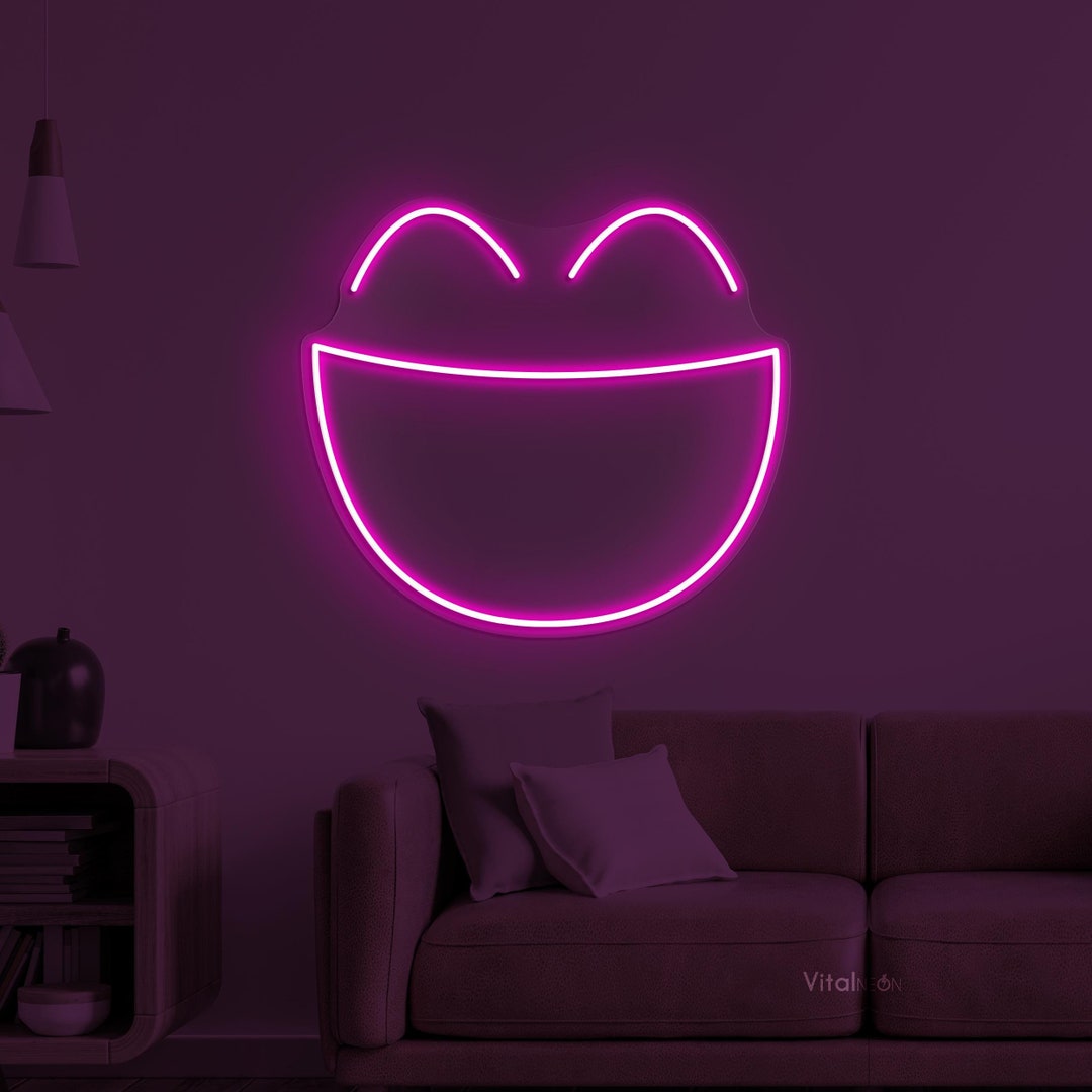 Smiley Face Neon Sign, Laughing Face LED Light, Laughing Emoji Wall ...