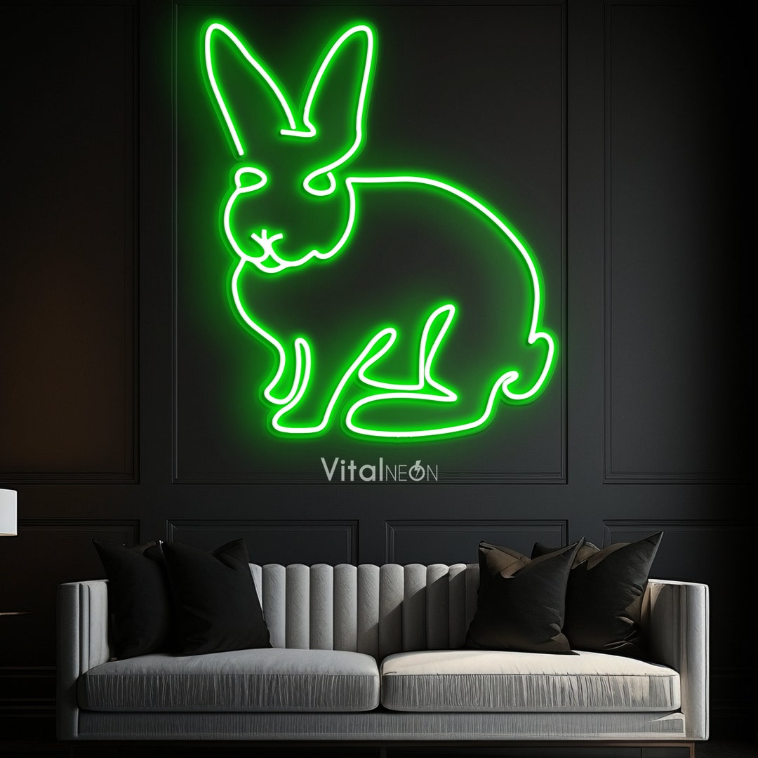 Rabbit Neon Sign, Bunny Hare LED Light, Kids Room Nursery Decor, Animal ...