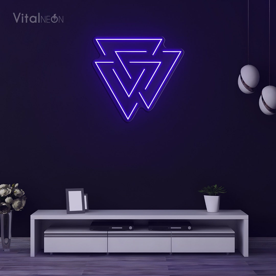 Interlocking Triangles LED Sign – Geometric Wall Decor for School, Lab ...