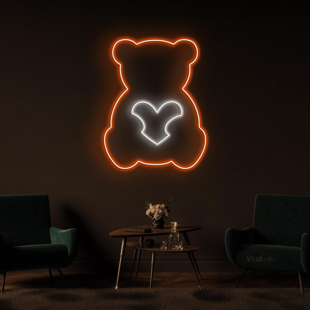 Teddy Bear Neon Sign LED Light Nursery Wall Art Kids Room Bear Lover ...