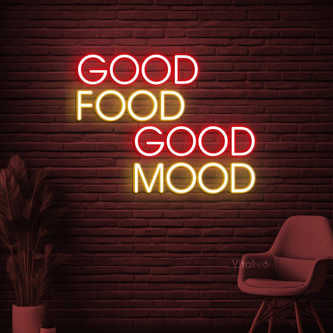 Good Food Good Mood Neon Sign, Good Food Good Mood LED Light, Home ...