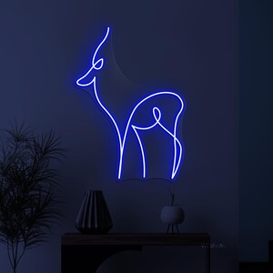 Deer Neon Sign, Deer LED Light, Kids Room Wall Decor, Deer Long Horn ...