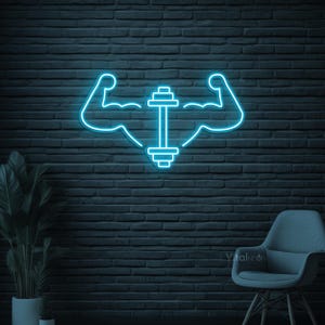 Muscle Neon Sign, Muscle LED Light, Gym Wall Decor, Dumbbell Wall Decor ...