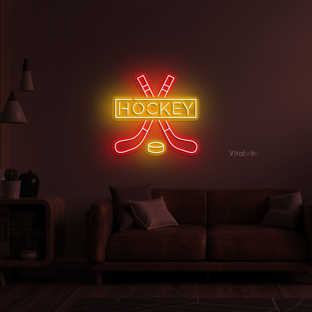 Hockey Neon Sign, LED Wall Art, Neon Light for Game Room, Sports Decor ...