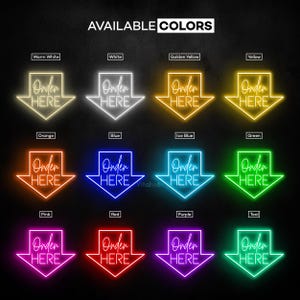 Order Here Neon Sign, Order Here LED Light, Arrow LED Sign, Restaurant ...