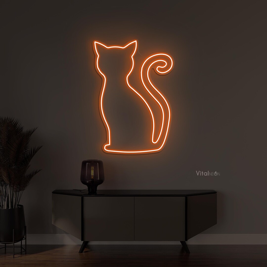 Cat Neon Sign, Cat LED Sign, Cute Cat Wall Decor, Kids Room Wall Art ...