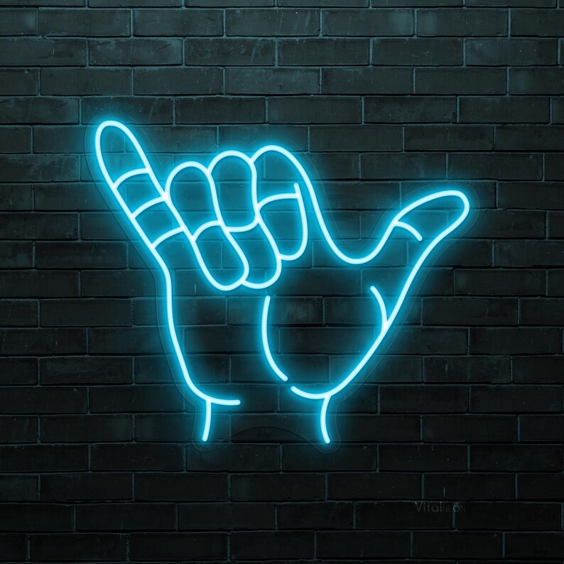 Shaka Hand LED Neon Sign, Chill Vibe Wall Decor - Etsy