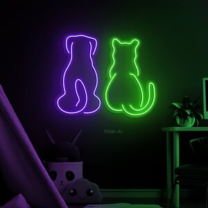 Cat Dog Neon Sign Pet Store Decor Puppy LED Light Animal Lovers Wall ...