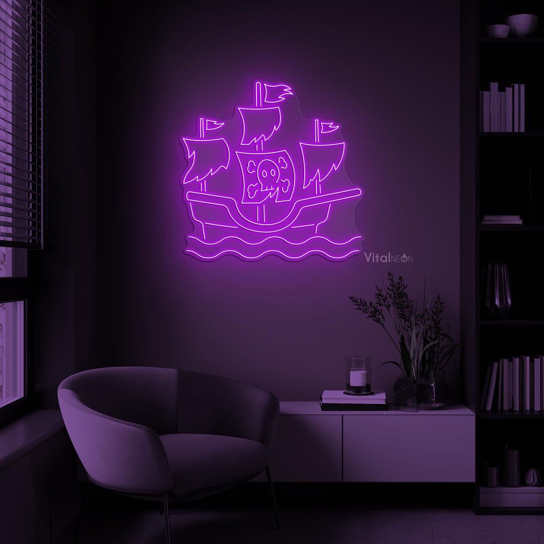 Pirate Ship Neon Sign, Pirate Ship Led Light, Pirate Ship Wall Decor ...