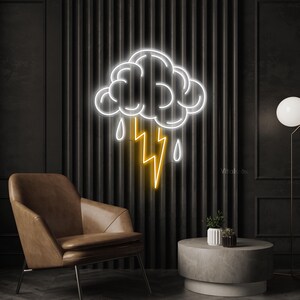 Cloud and Lightning Bolt Neon Sign, Cloud and Lightning Bolt LED Light ...