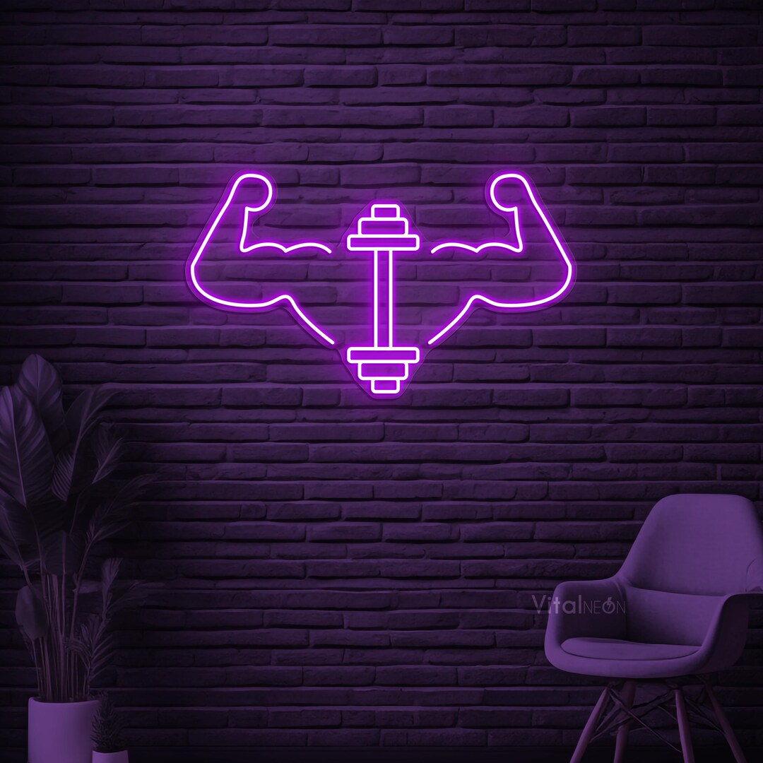 Muscle Neon Sign, Muscle LED Light, Gym Wall Decor, Dumbbell Wall Decor ...