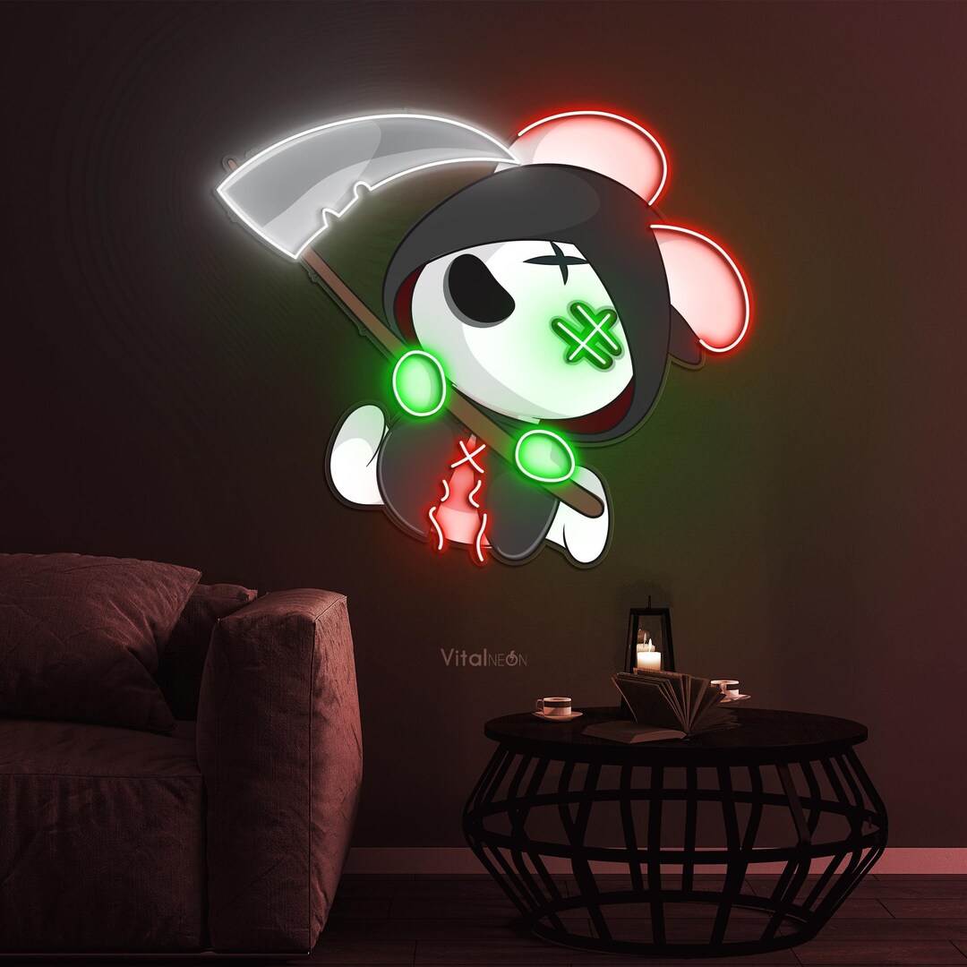 Grim Reaper Neon Sign, Cute Grim Reaper Neon Light, LED Pop Art Sign ...