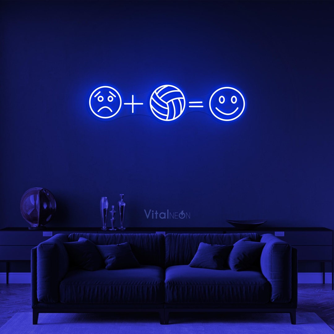 Volleyball Neon Sign, Volleyball With Emoji LED Light, Volleyball LED ...