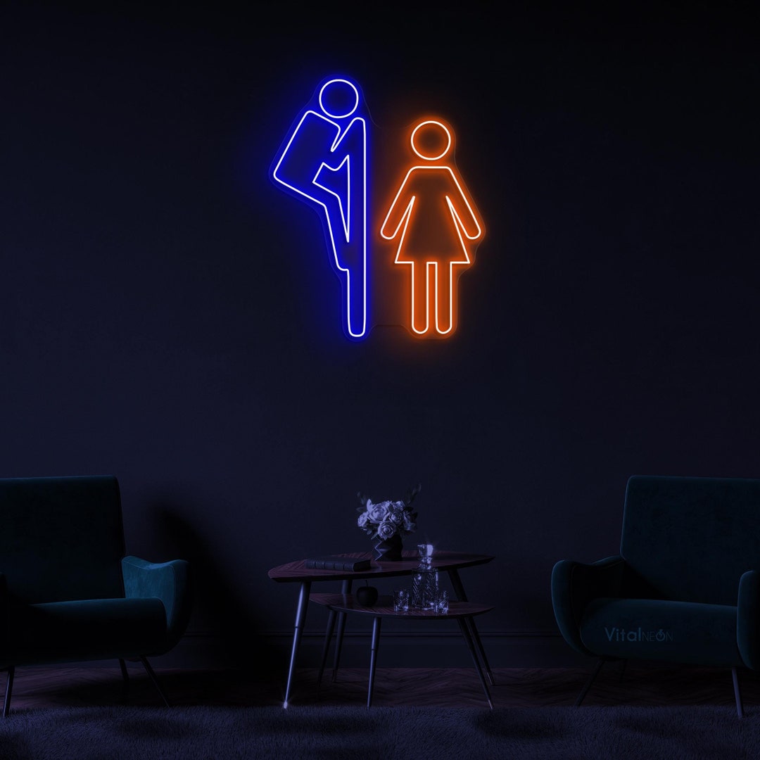 Man and Women Neon Sign, Man & Women LED Light, Toilet Wall Decor ...