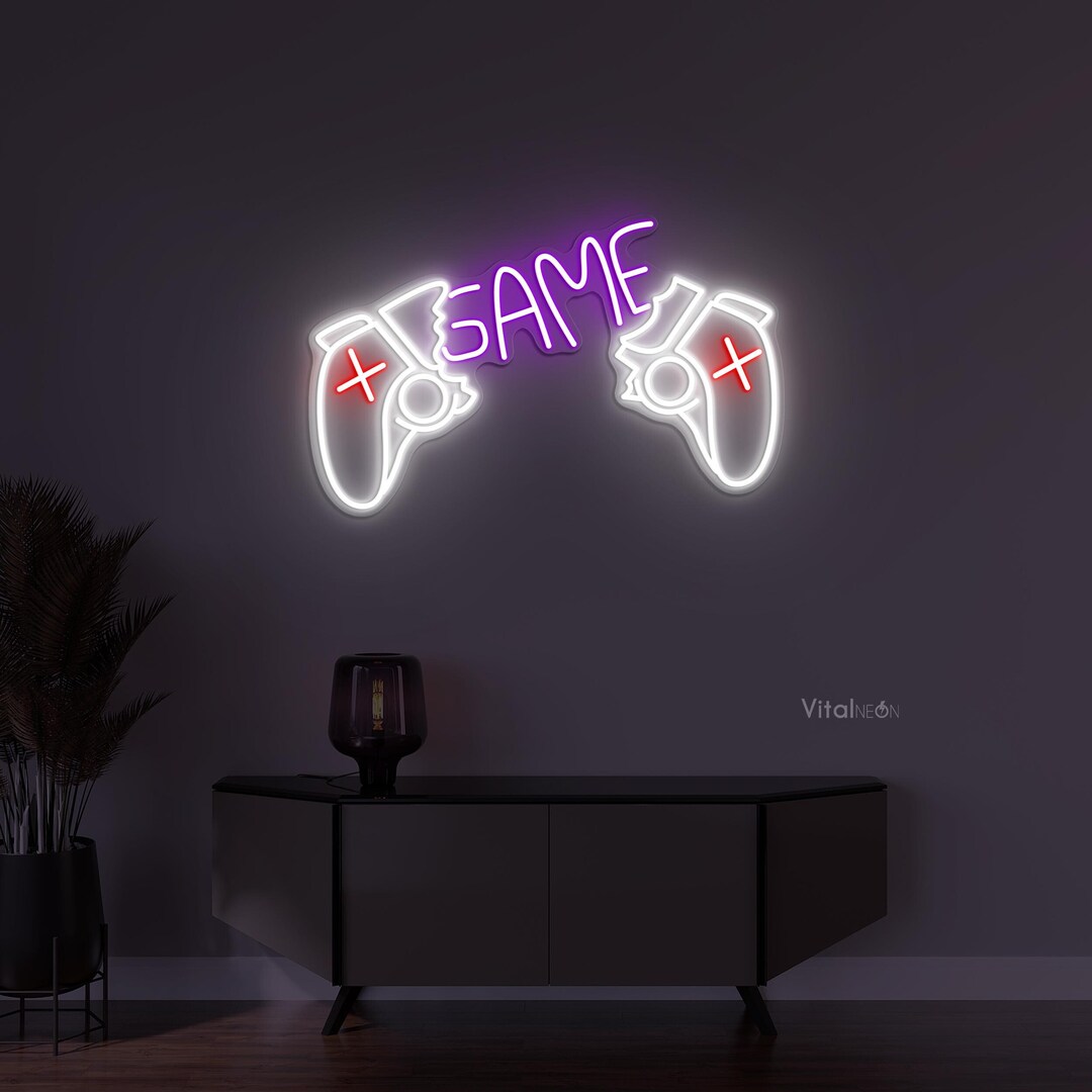 Game Controller Neon Sign, Break Game LED Light, Game Over Wall Decor ...