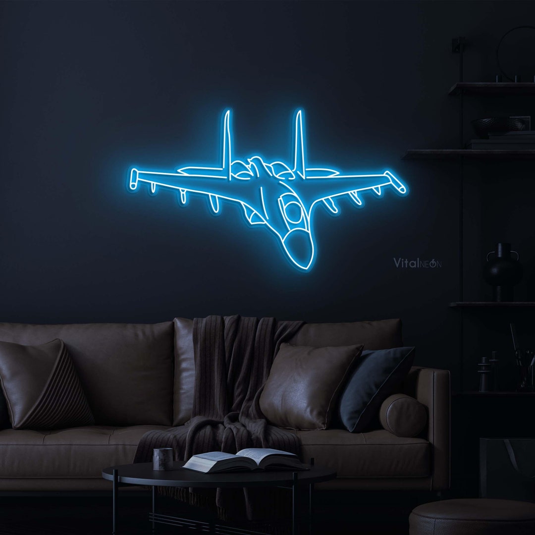 Jet Fighter Neon Sign, Jet Fighter LED Light, Jet Plane LED Neon Art ...