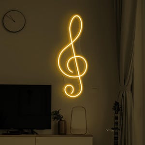 Treble Clef Neon Sign, Treble Clef LED Light, Musical Note Wall Decor ...