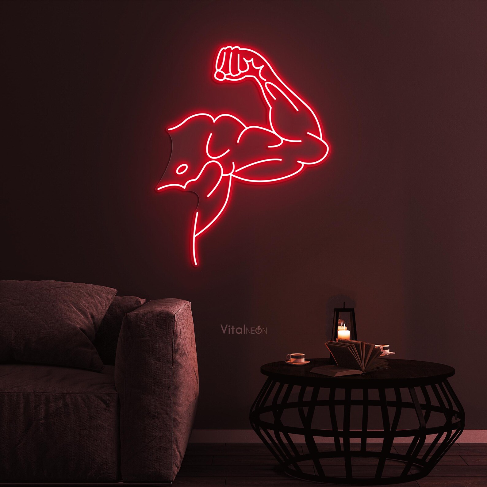 Muscle Neon Sign, Muscle LED Light, Body Building LED Neon Art, Fitness ...