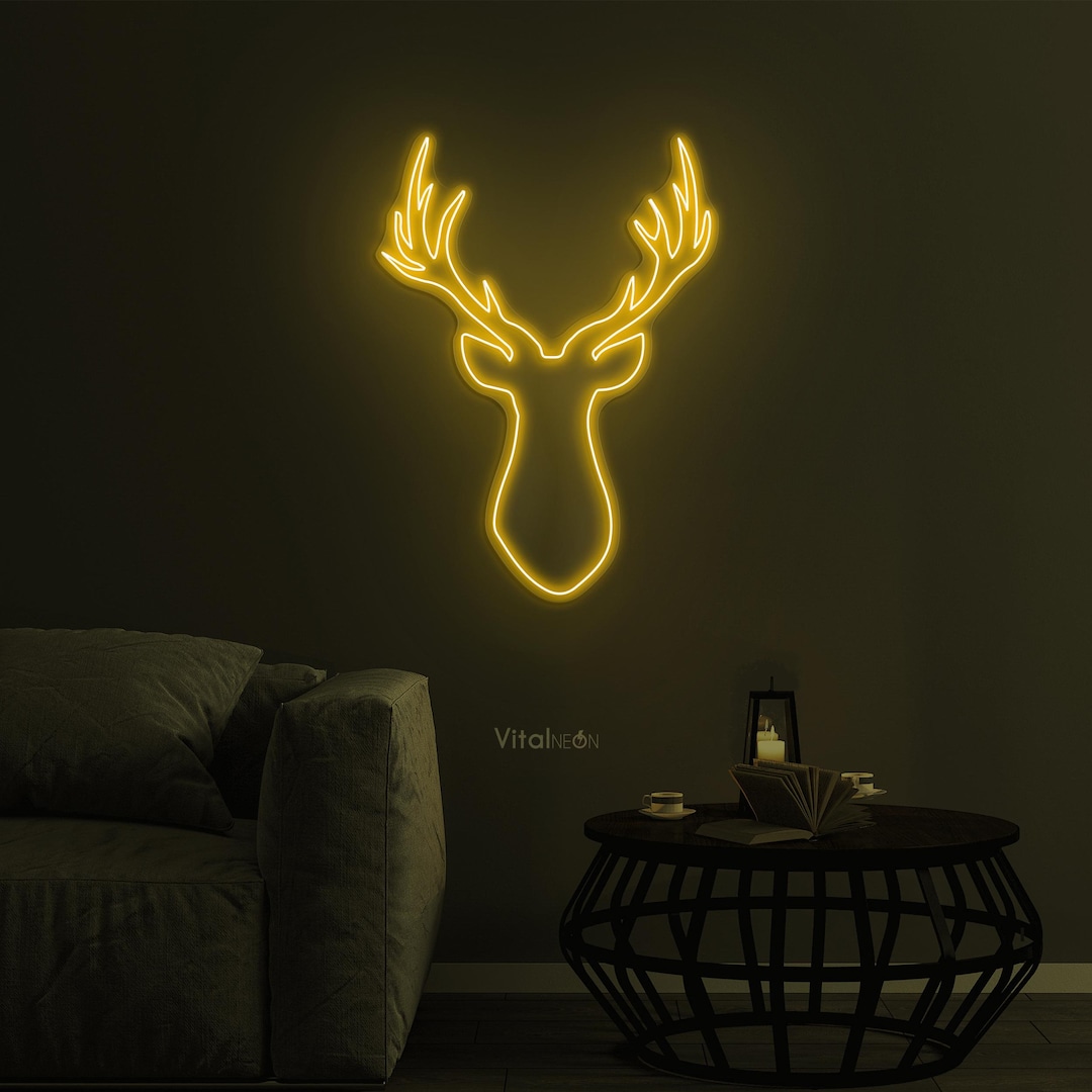 Deer Neon Sign, Deer LED Light, Deer LED Neon Art, Wildlife Neon Sign ...