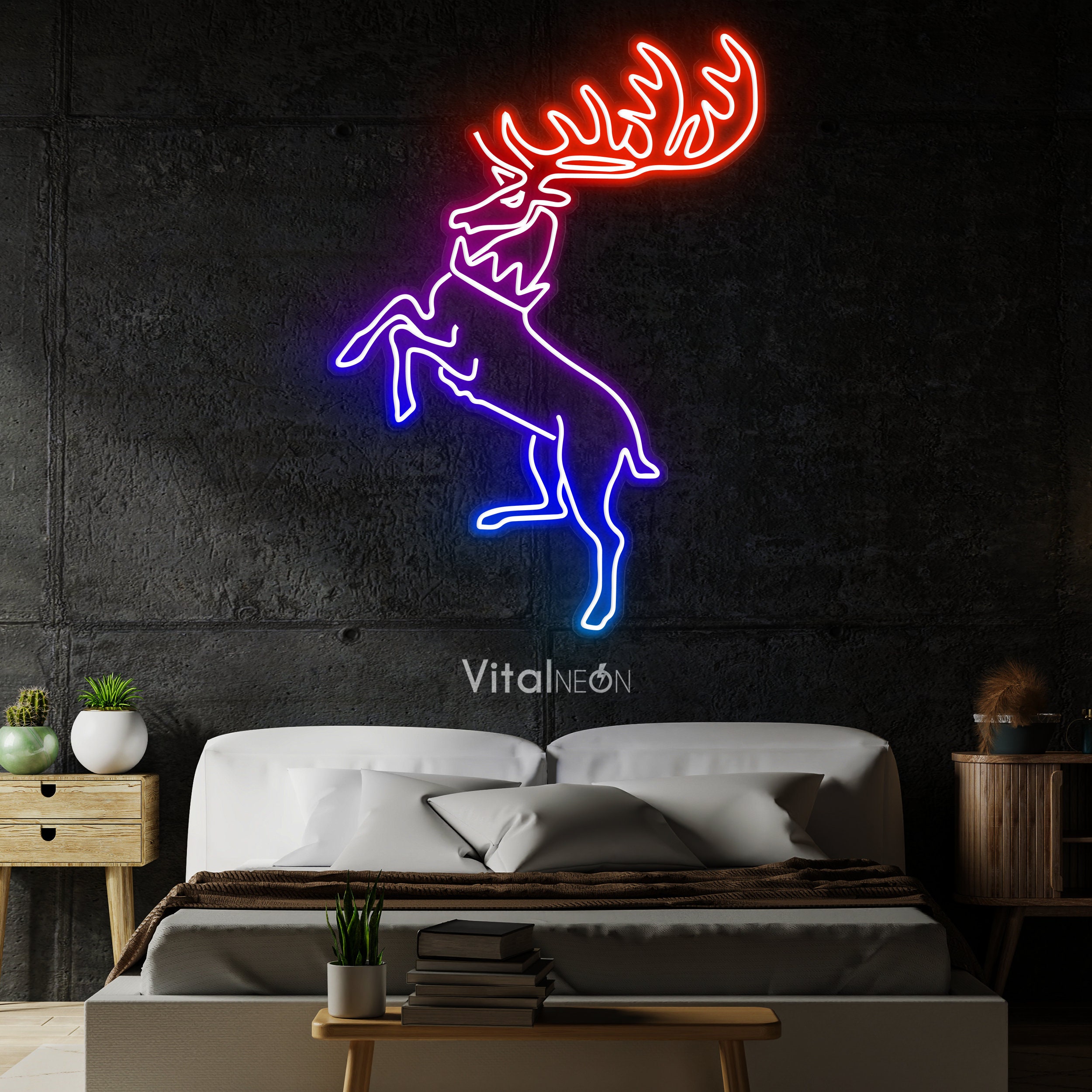 Deer Neon Sign, Colorful Art for Room, Dorm, and Nursery Decor, Winter ...