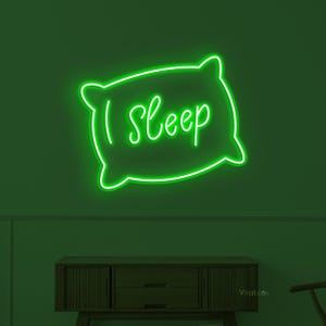 Sleep Neon Sign, Sleep LED Light, Pillow Wall Decor, Sleep Pillow Wall ...