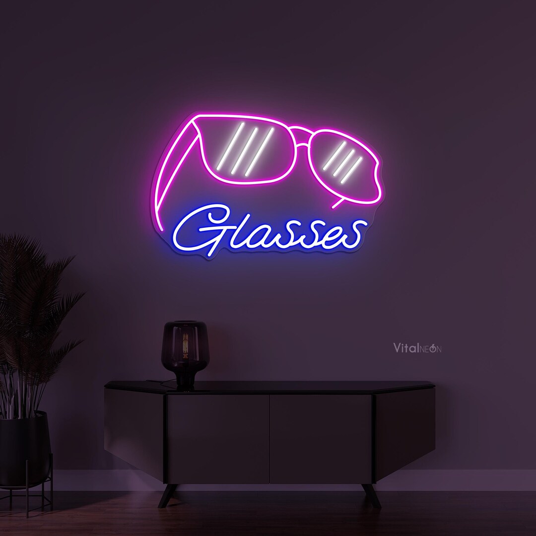 Glasses Neon Sign, Glasses LED Light, Eyewear Wall Decor, Sunglasses ...