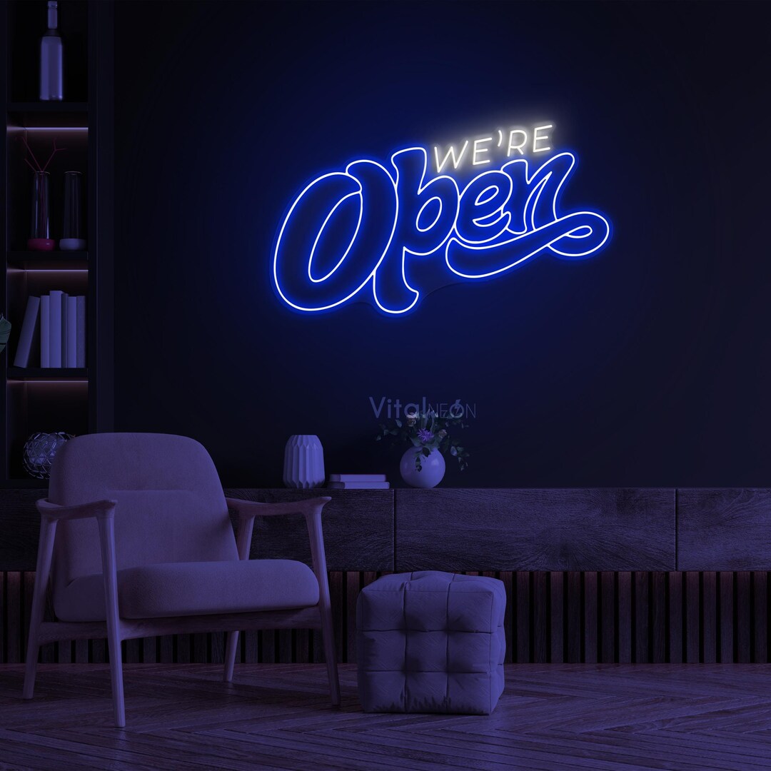 We're Open Neon Sign, We're Open LED Light, Open Sign for Business ...