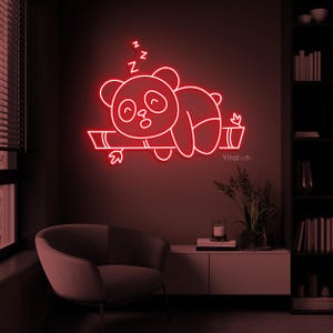 Panda Sleeping on Bamboo LED Neon Sign, Bedroom Wall Decor - Etsy