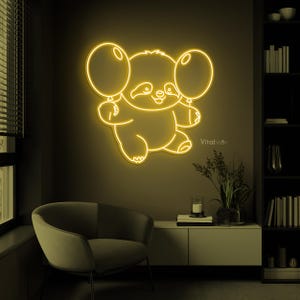 Baby Sloth With Balloon Neon Sign, Sloth With Balloons LED Light, Sloth ...