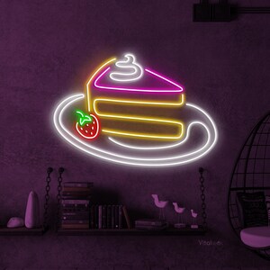 Cake Neon Sign, Cake Slice LED Light, Birthday Cake Neon Art, Dessert ...