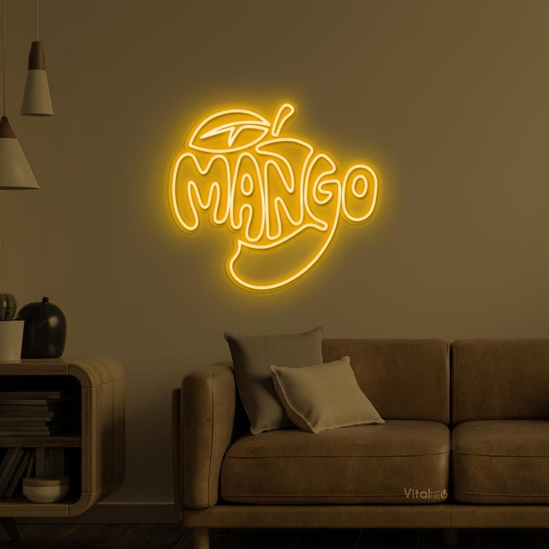 MANGO Neon Sign, Mango Logo LED Light, MANGO Fruit Wall Art, Fruit Shop ...