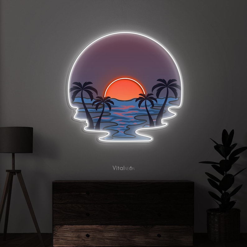 Sea Sunset Neon Sign, Custom Sea Sunset Light, Sunset LED Pop Art, Sea ...