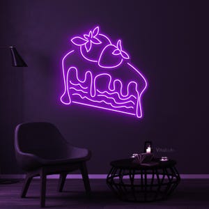 Cake Neon Sign, Cake LED Light, Birthday Cake Neon Art, Kitchen Wall ...