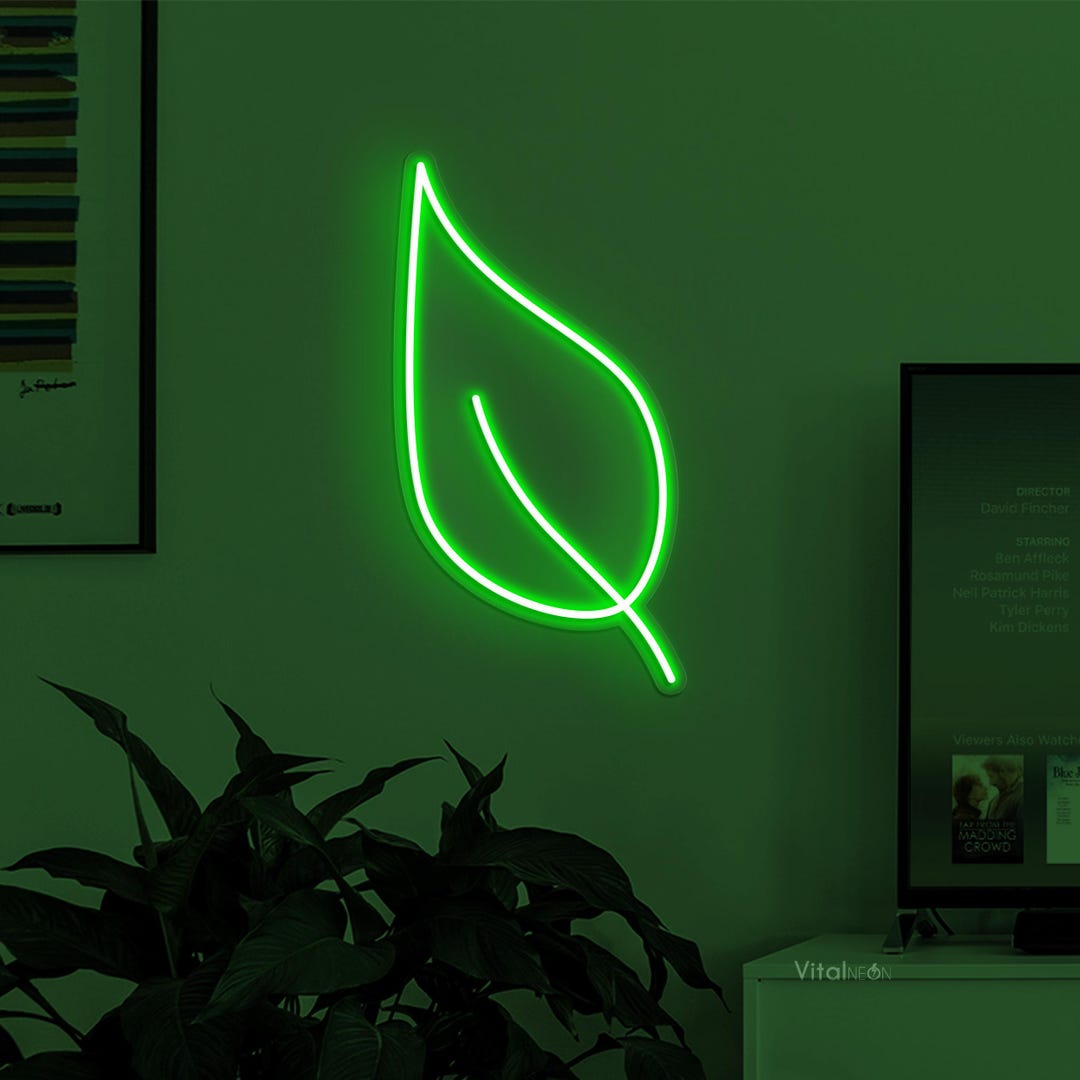 Leaf Neon Sign, Leaf LED Light, Home Wall Art, Plant Nursery Neon Art ...