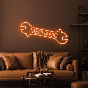 Mechanic Neon Sign, Mechanic LED Light, Car Repair Shop Wall Decor ...