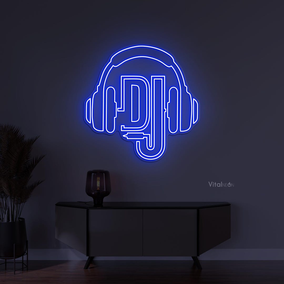 DJ Headphones Neon Sign, DJ Headphones LED Light, Music Room Wall Decor ...