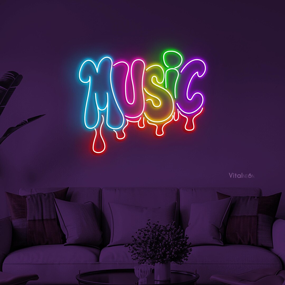 Dripping Music Neon Sign, Dripping Music LED Light, Music Wall Decor ...